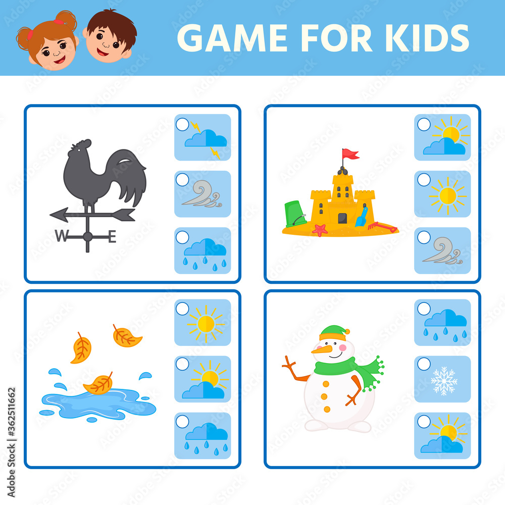 Educational worksheet for children. Game for Kids. Find matching item ...