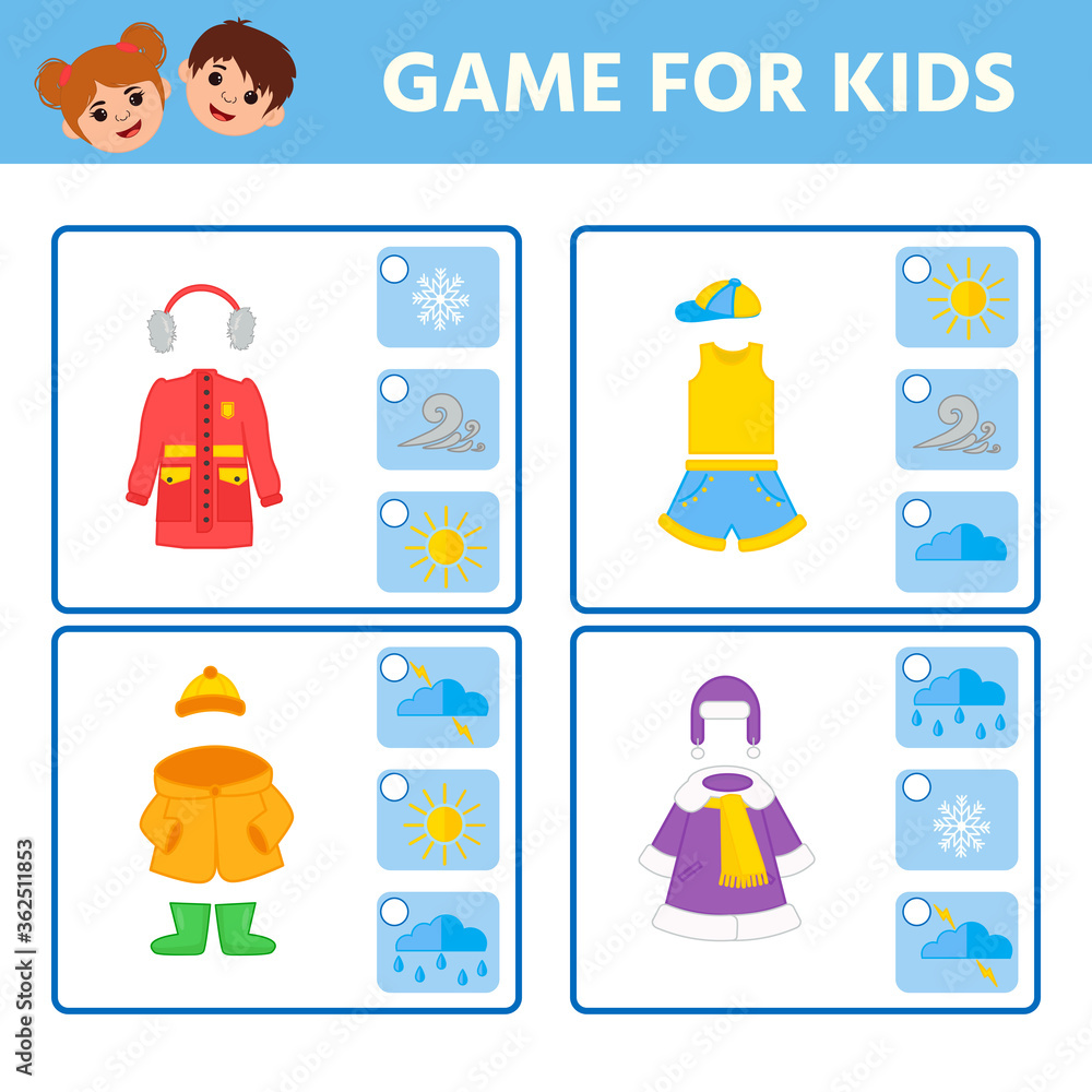 Educational worksheet for children. Game for Kids. Find matching item ...