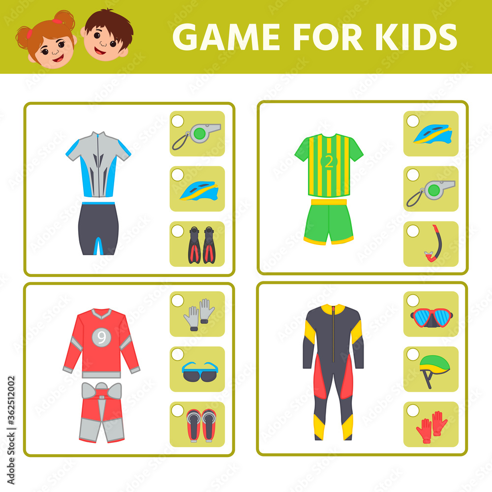 Educational worksheet for children. Game for Kids. Find matching item ...