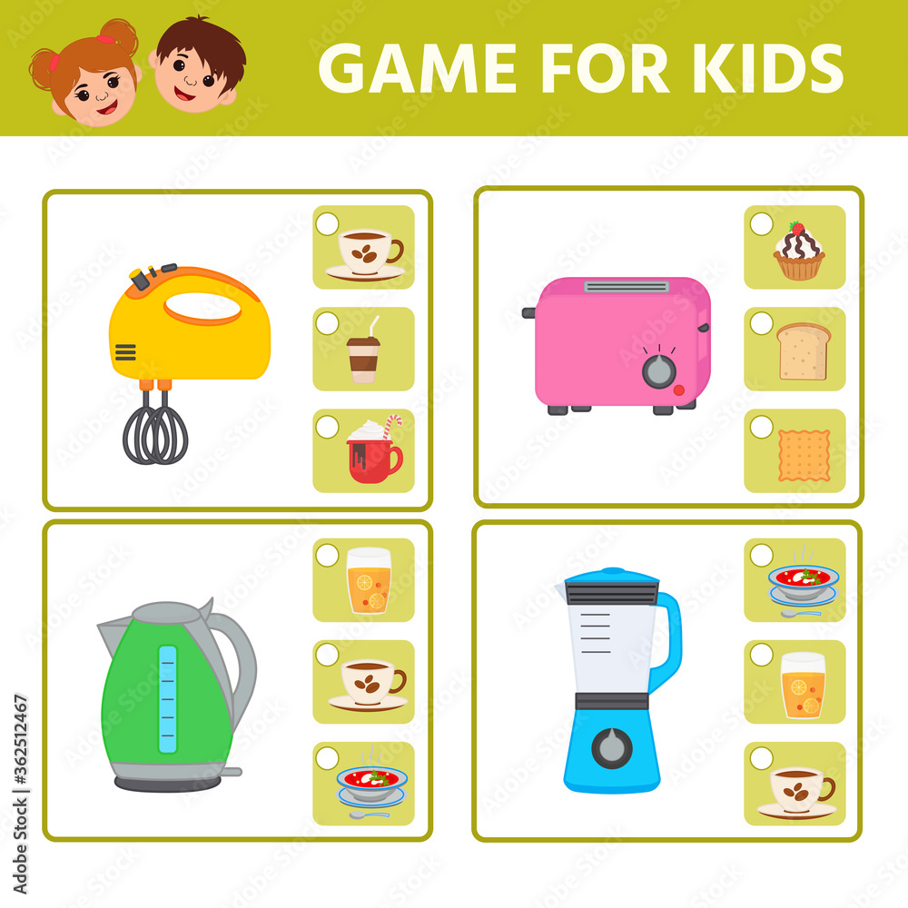 Educational worksheet for children. Game for Kids. Find matching item ...