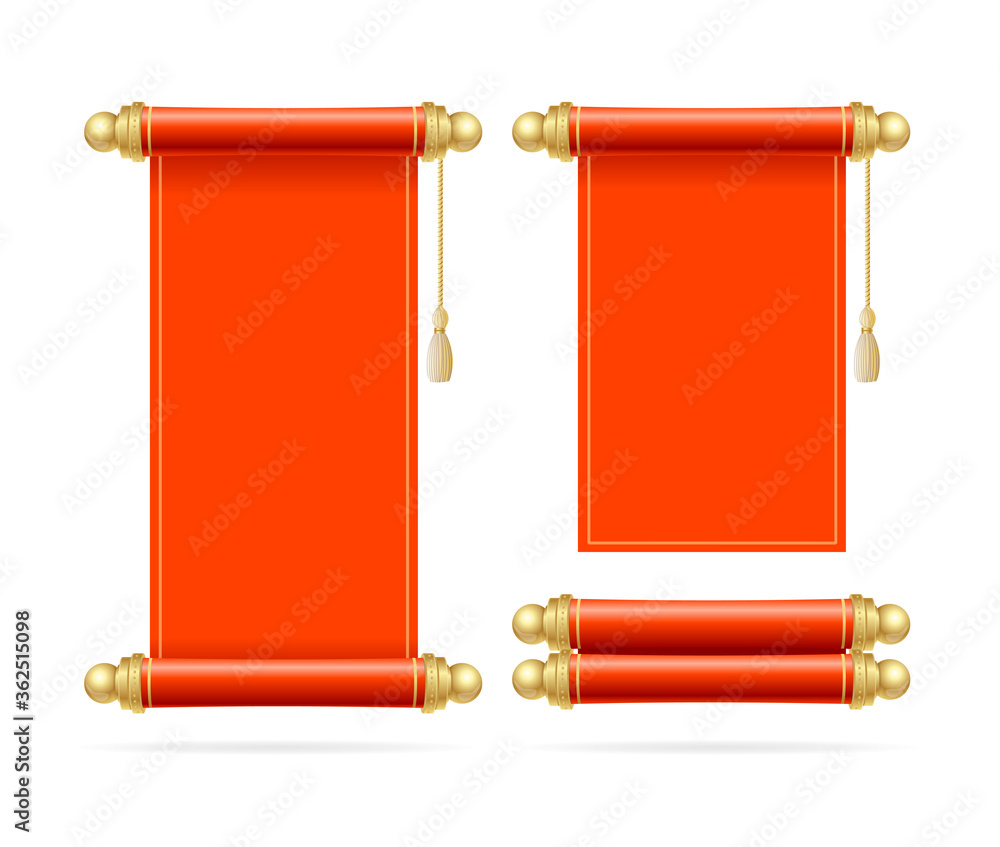 Realistic Detailed 3d Red Scroll Set. Vector Stock Vector | Adobe Stock