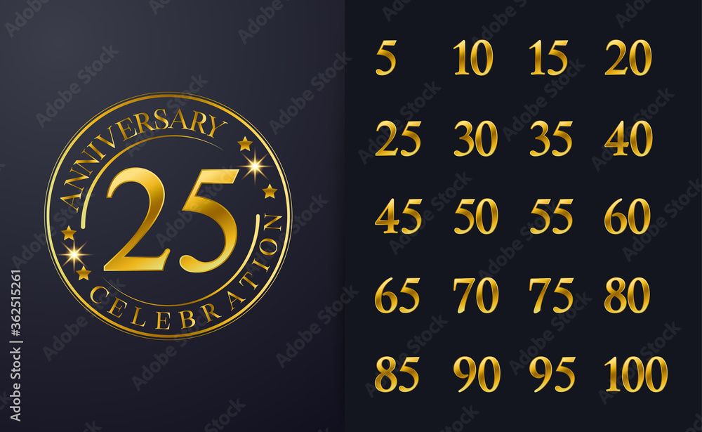 Vintage 25th Anniversary Inspiration. Golden Line Colour Celebration ...