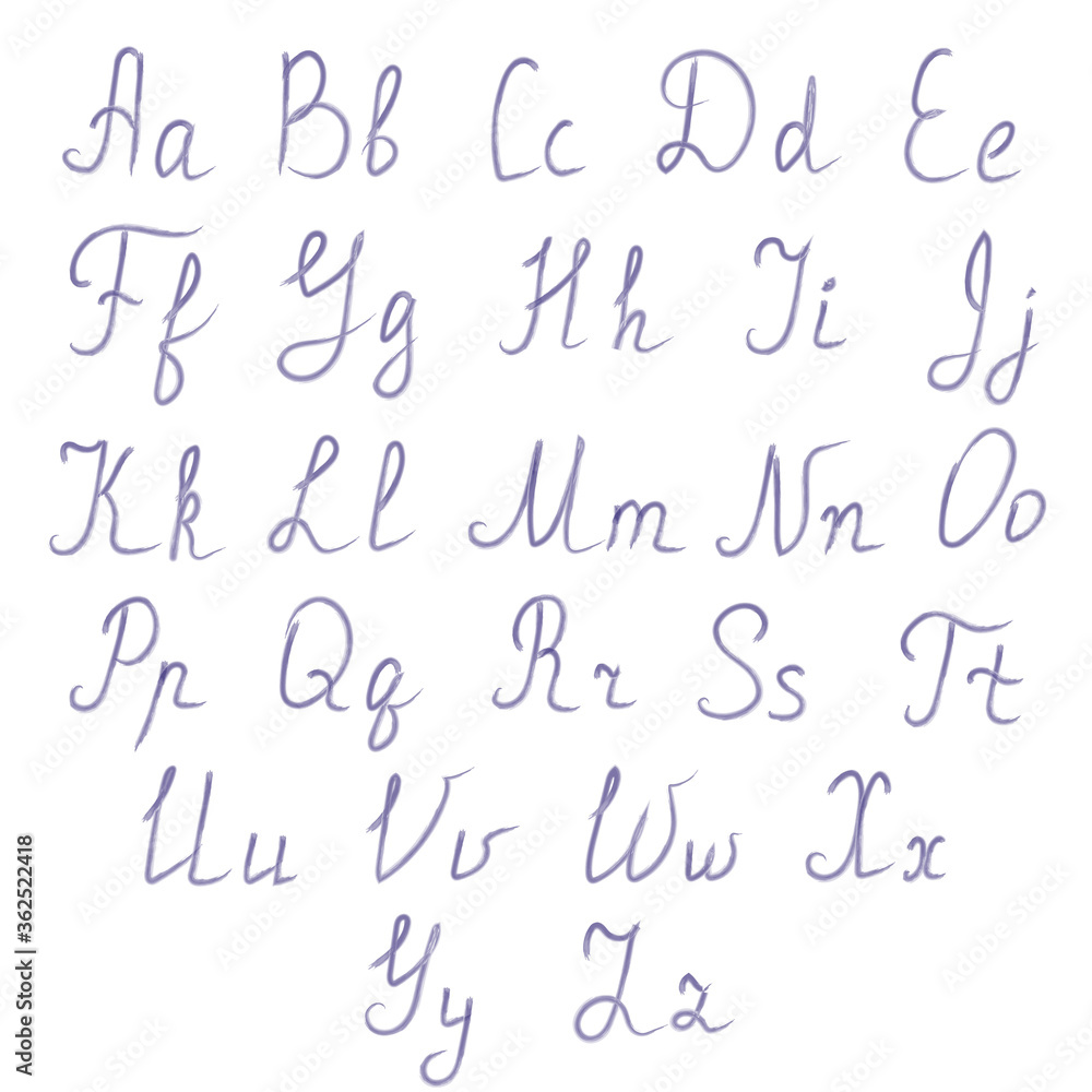 Stylish watercolor hand drawn english alphabet . Collection of upper ...