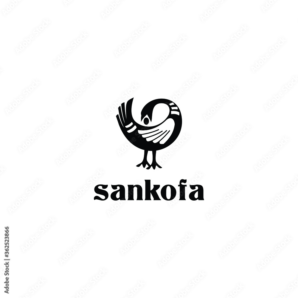 black sankofa bird symbol logo vector , Stock Vector | Adobe Stock
