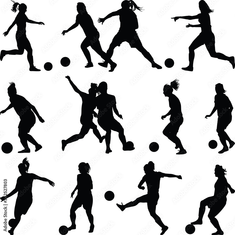 soccer women silhouette. girl player Stock Vector | Adobe Stock