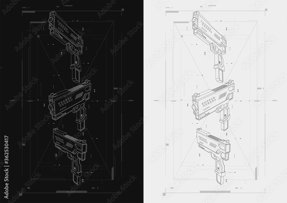 Vector Sub Machine Gun HUD Design Vector Illustration. Weapon design ...