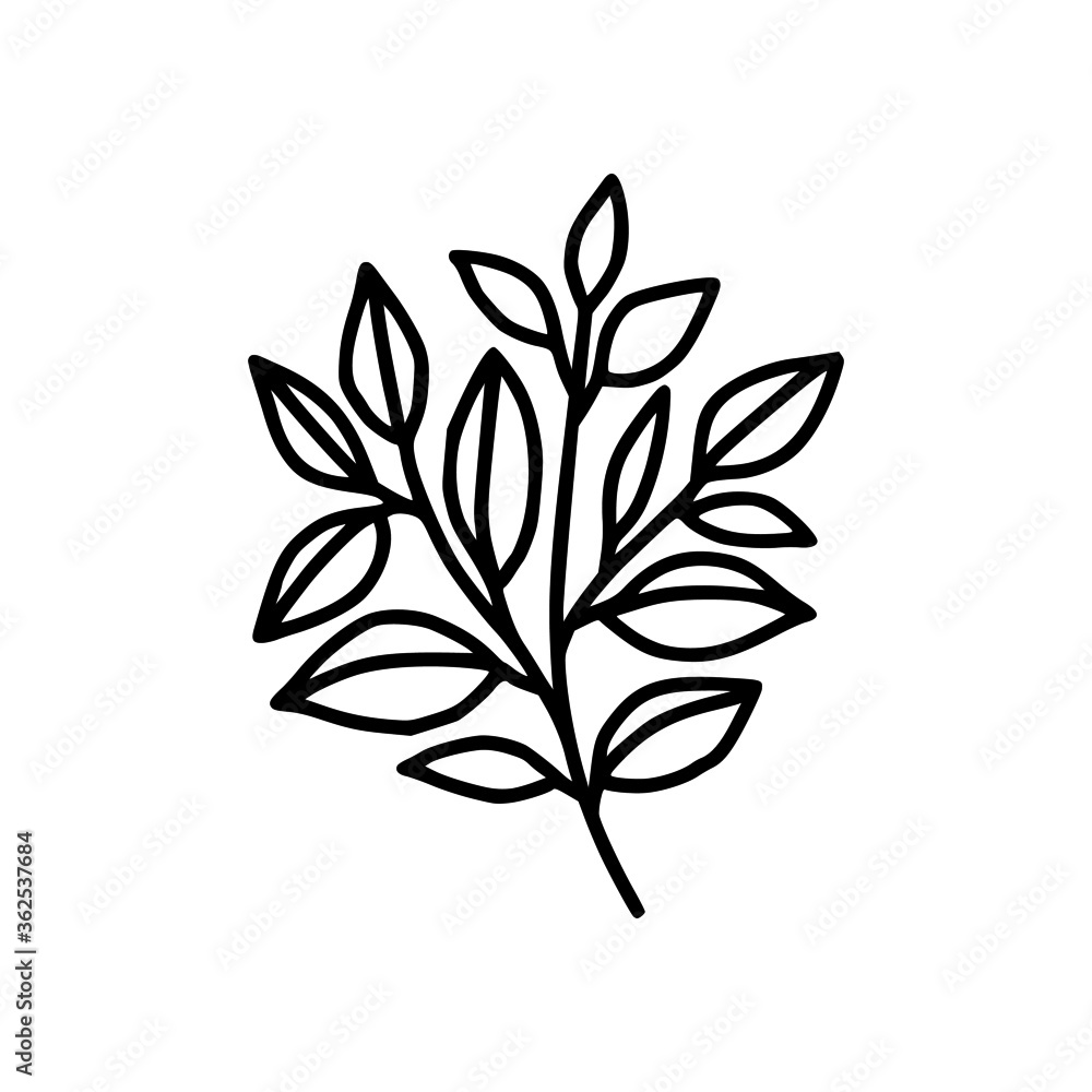 tiny simple botanical leaf illustration, line art, minimal design ...