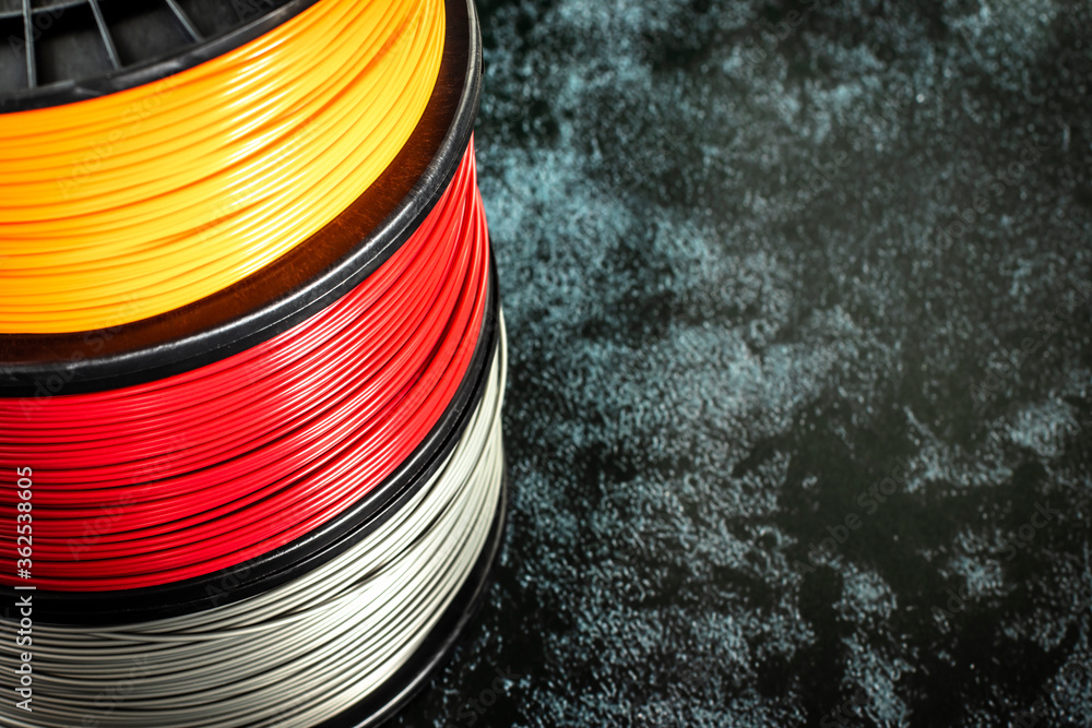 Filament for 3d printing. Bright thermoplastic of neon orange, color ...