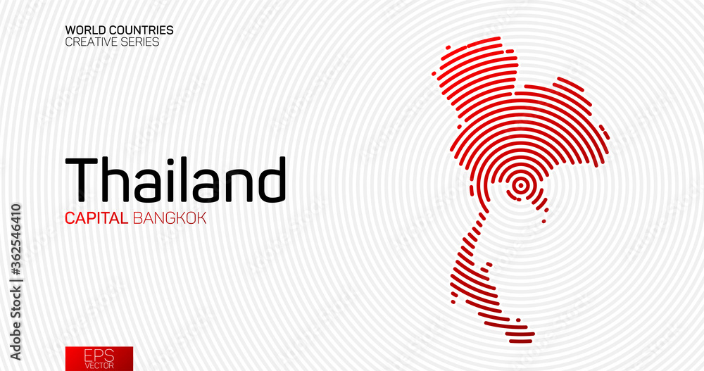 Abstract map of Thailand with red circle lines Stock Vector | Adobe Stock