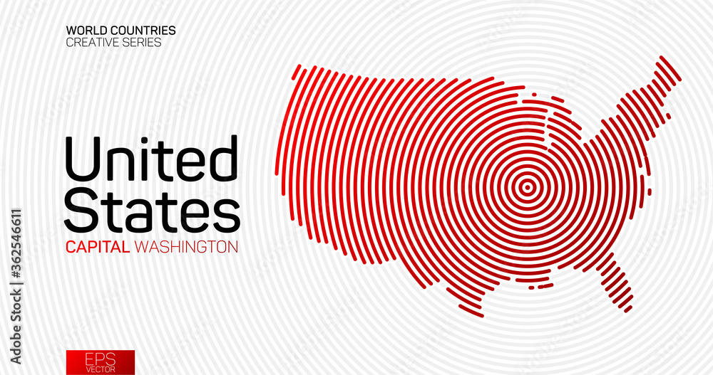 Abstract map of United States of America with red circle lines Stock ...