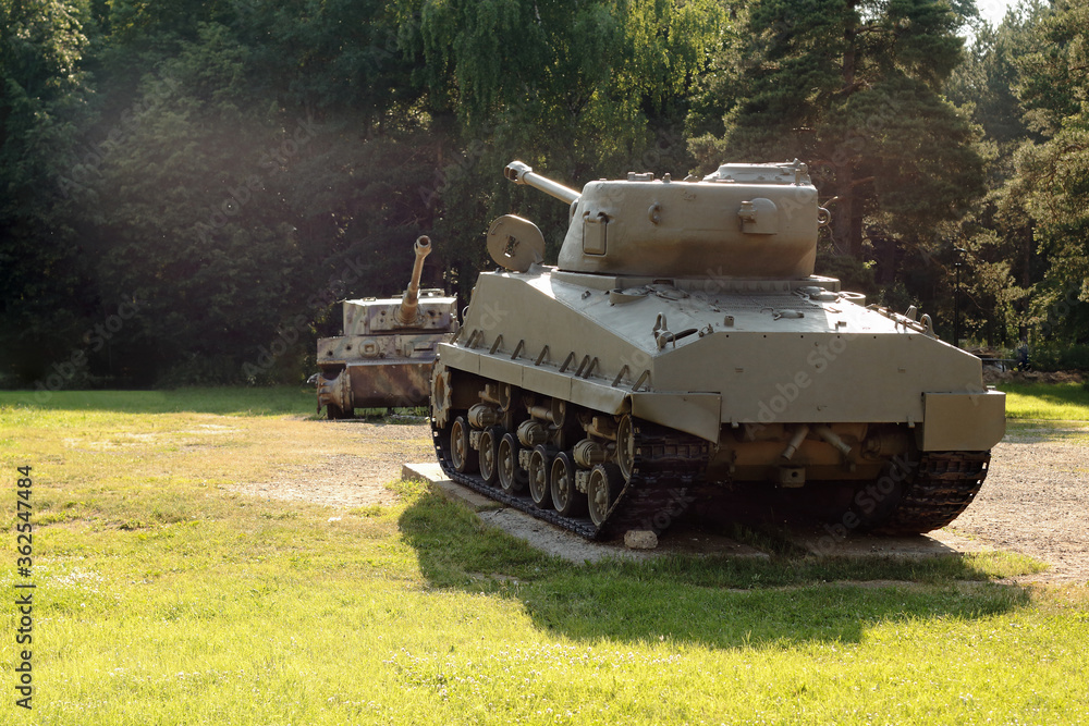 Old military Medium Tank participated in the 2nd world war. US ...