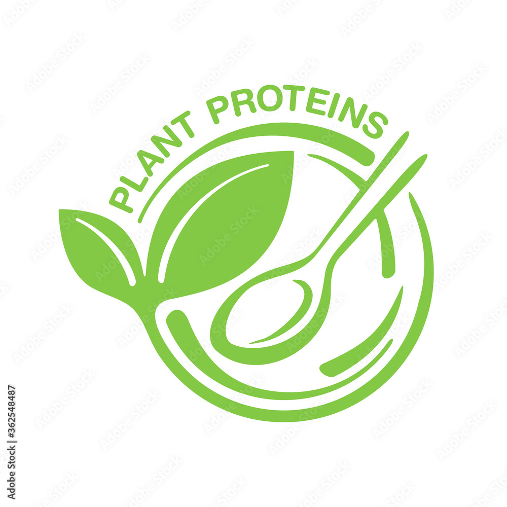 Plant proteins stamp - healthy nutrition icon for vegetarian food ...