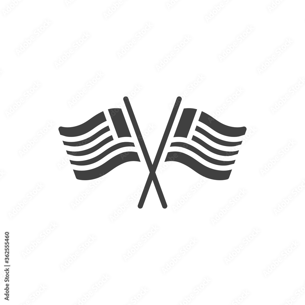 Crossed American Flags vector icon. filled flat sign for mobile concept ...