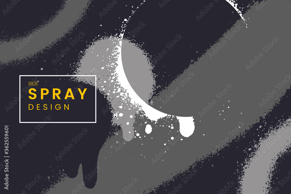 Abstract vector background with spray paint texture in black and white ...