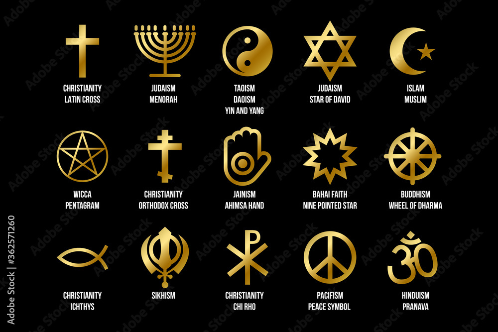 Set of religious signs. Icons for religion faith Stock Vector | Adobe Stock