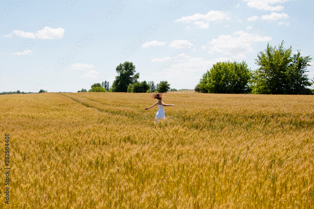 Girl Running In Field