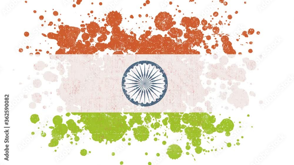 India Flag Reveal With Paint Brush Splatter Mask/ 4k animation of a ...