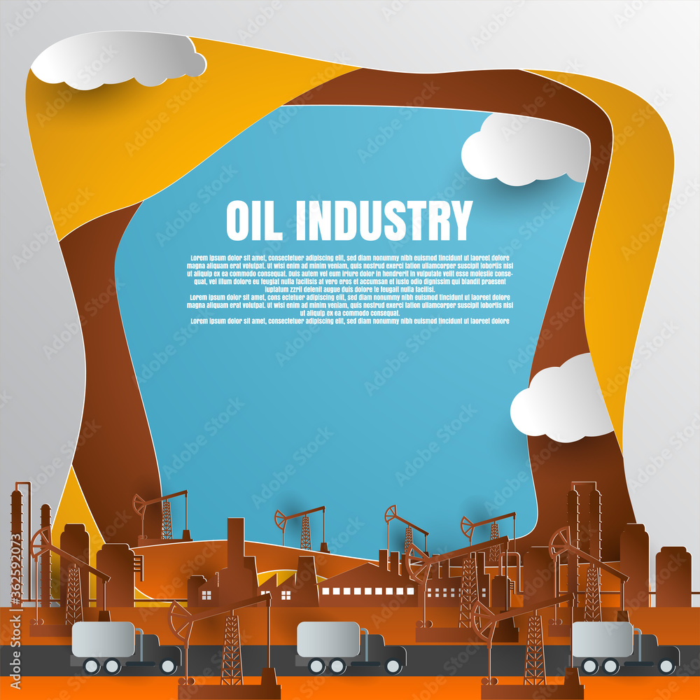 drilling rig for oil production platform in offshore paper art. vector ...