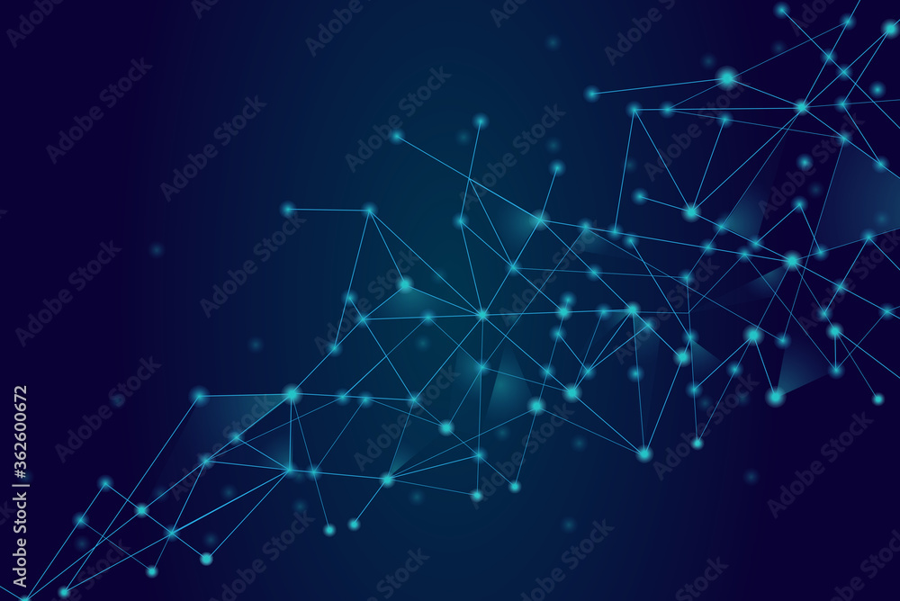 Network abstract connection isolated on blue background. Network ...