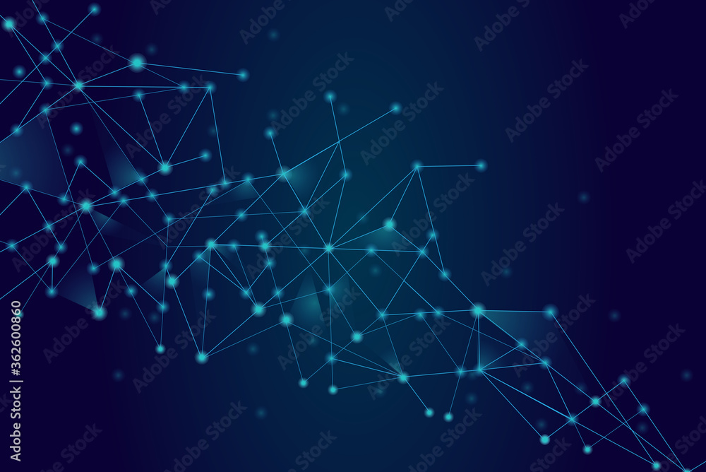 Network abstract connection isolated on blue background. Network ...