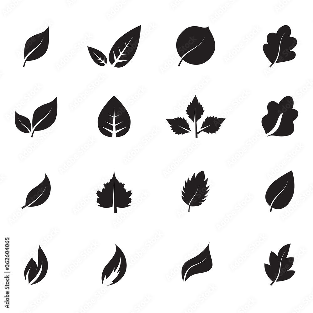 Abstract leaf icon set isolated on white background. Collection of leaf ...