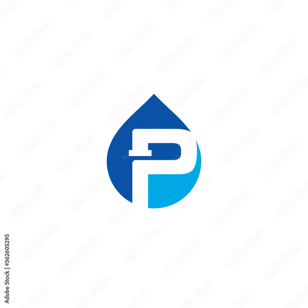 Letter P, Pipe and Water Drop logo / icon design Stock Vector | Adobe Stock