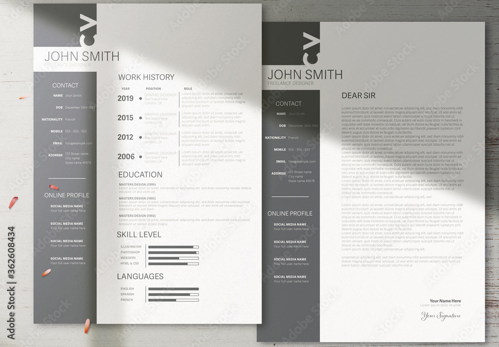Professional Resume Layout Stock Template | Adobe Stock
