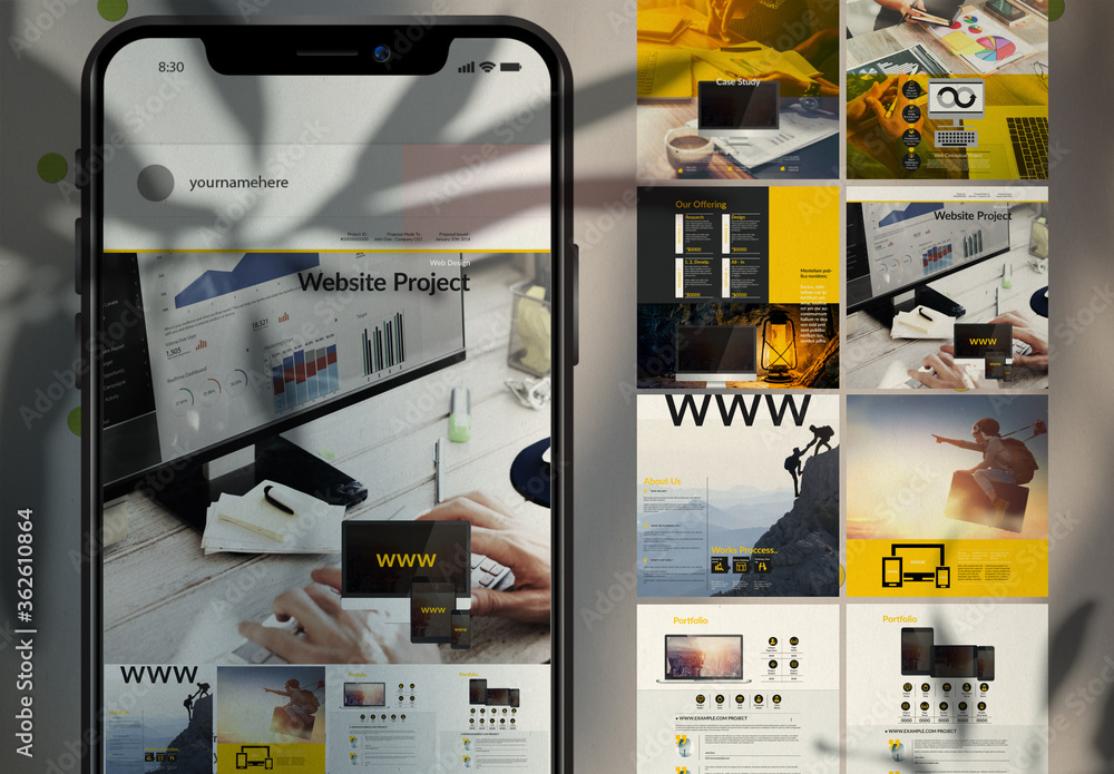 Social Media Website Project Layouts Stock Template | Adobe Stock