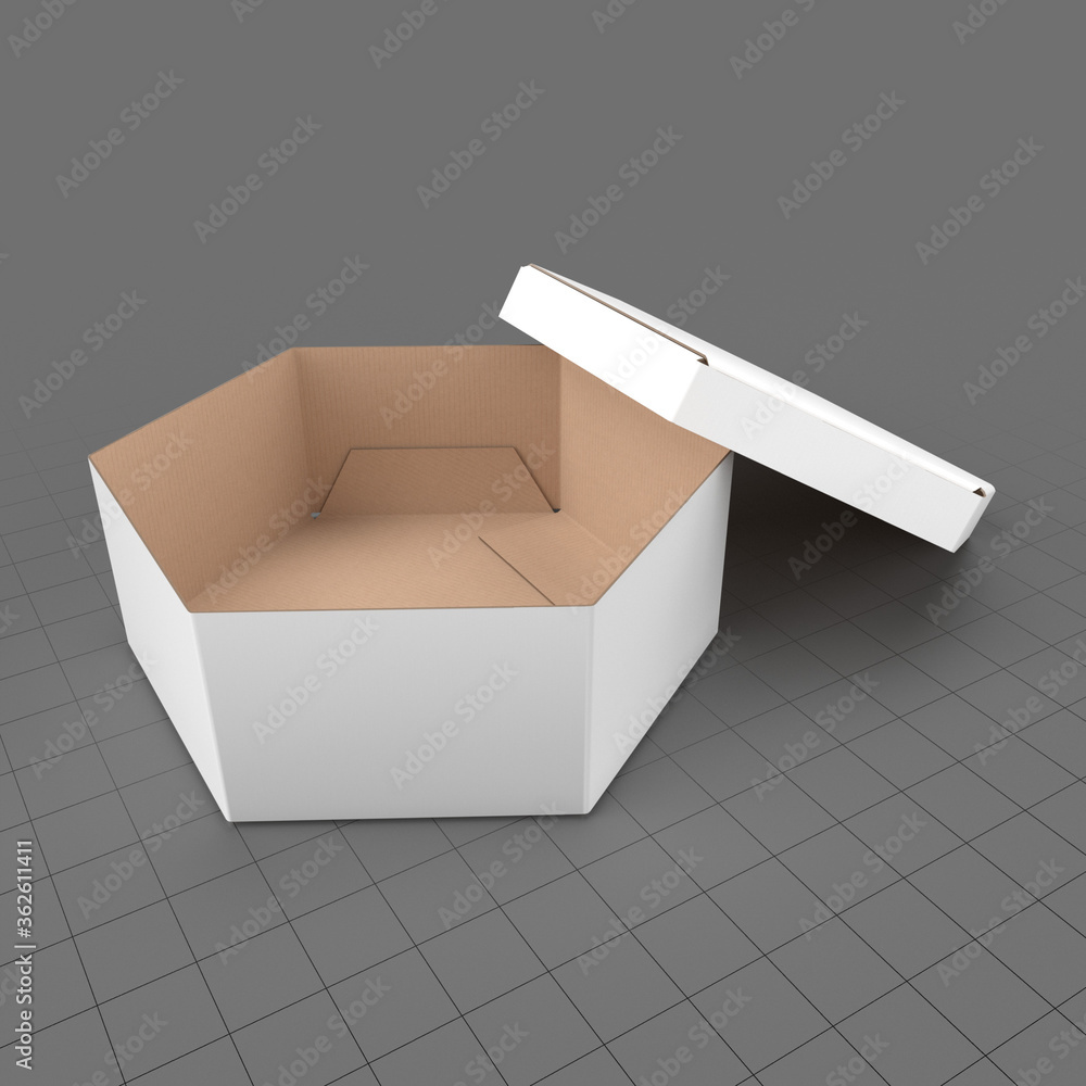 Open hexagonal paper box 1 Stock 3D asset | Adobe Stock