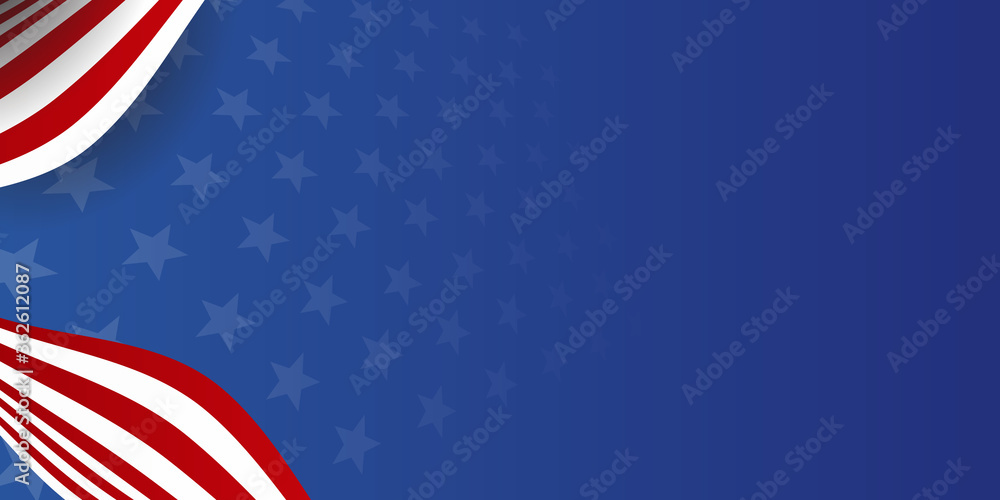 Web banner with elements of the American national flag, many stars ...