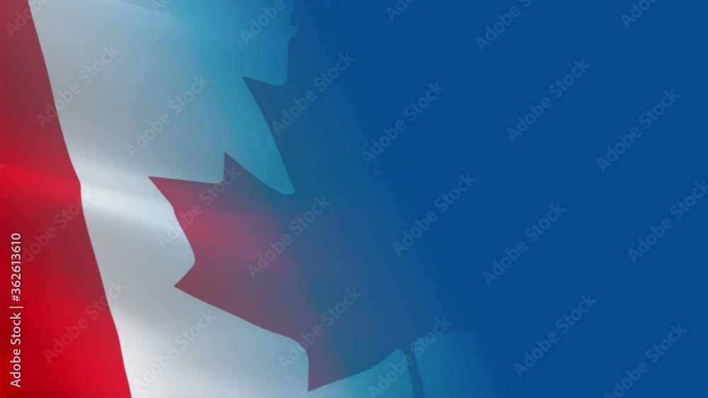 Canadian flag video waving in wind gradient background for text. Realistic Canadian Vancouver ...