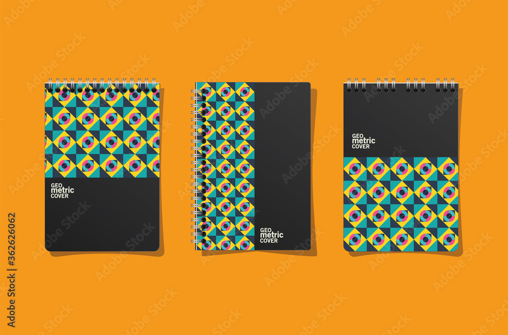 geometric cover notebooks design of Mockup corporate identity template ...