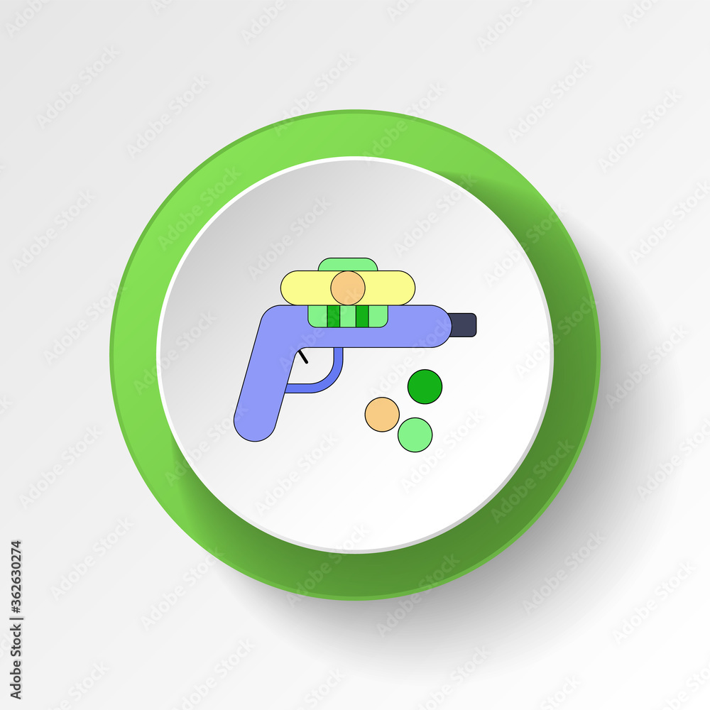 cartoon gun toy colored button icon. Signs and symbols can be used for ...