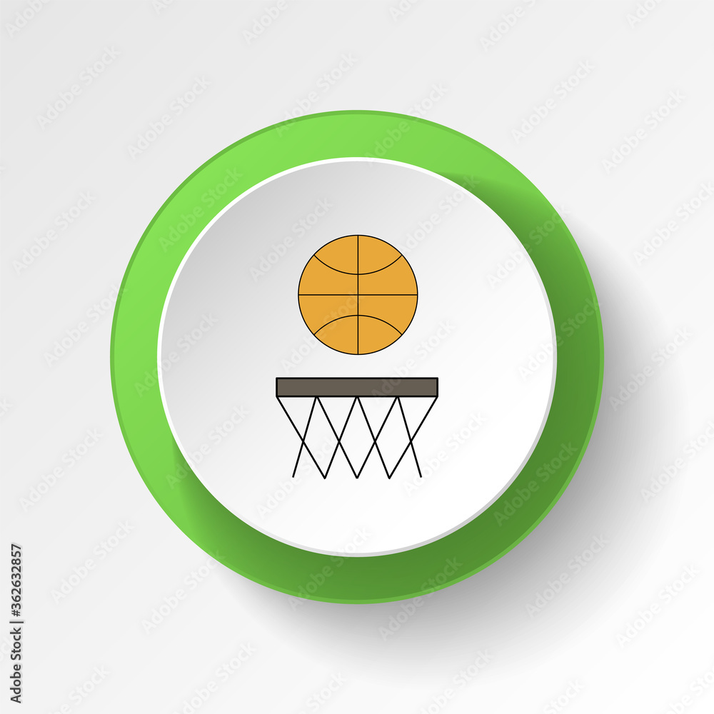 cartoon basketball toy colored button icon. Signs and symbols can be ...