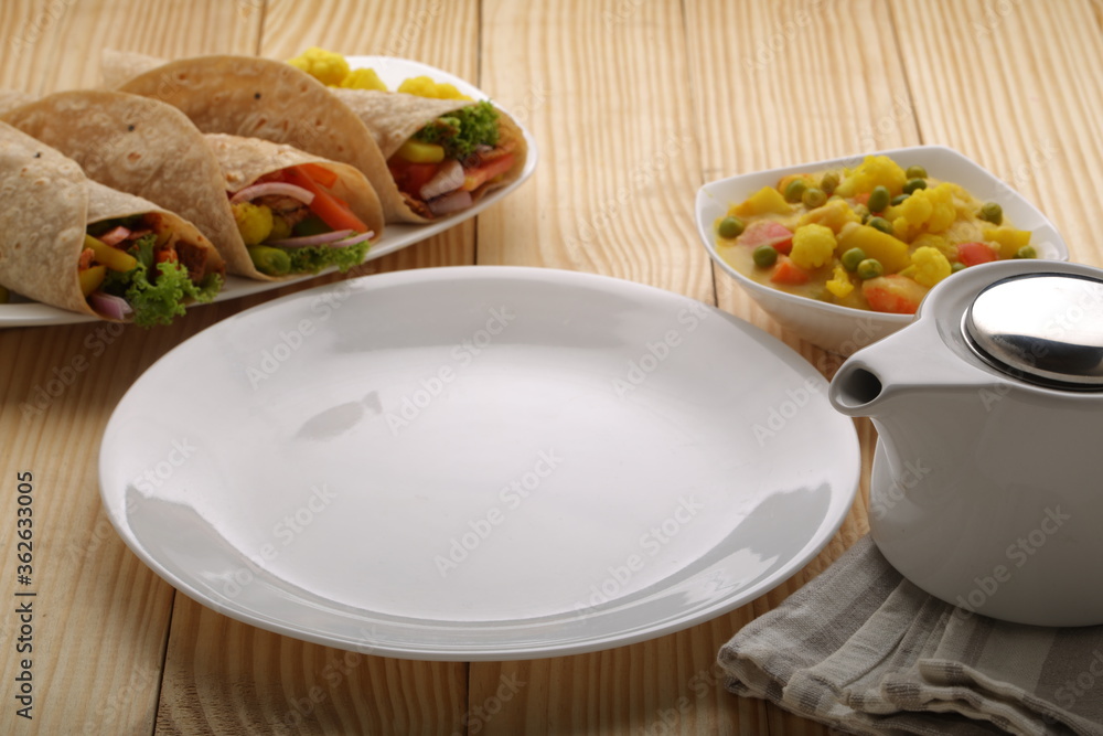 Chapathi ,veg roll_ Indian flat bread Stock Photo | Adobe Stock