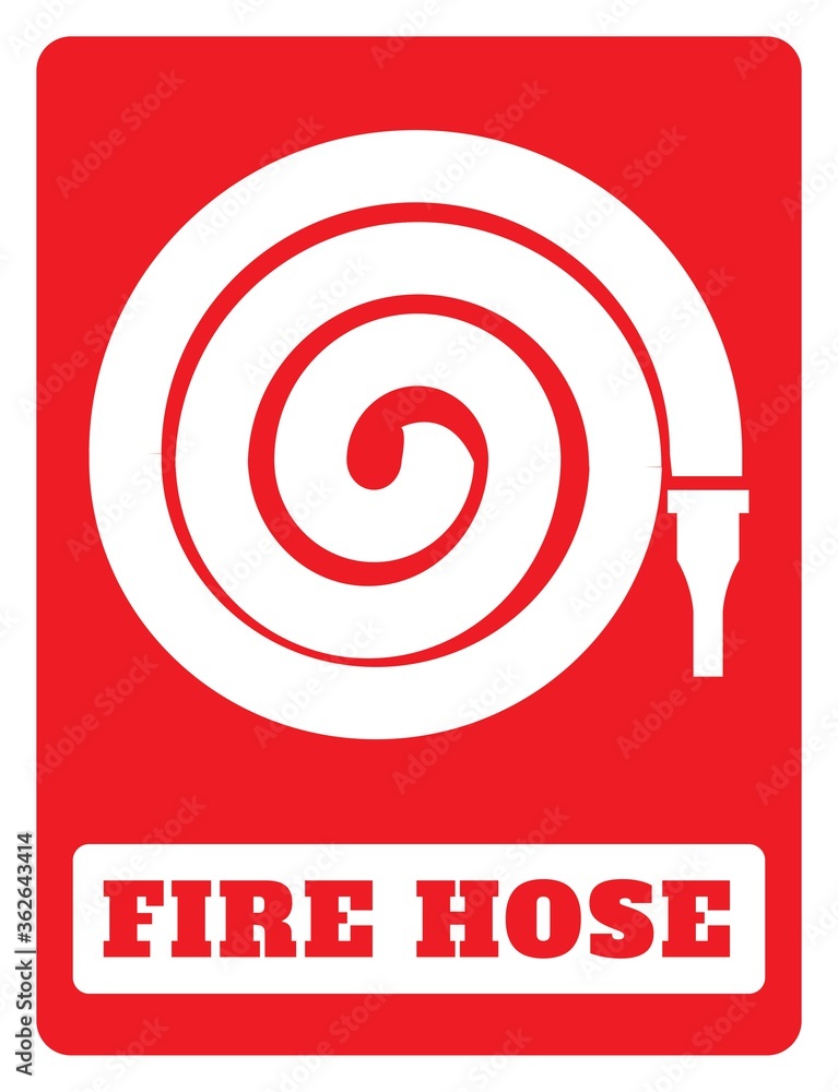 Fire hose reel icon on red background drawing by illustration. Fire ...