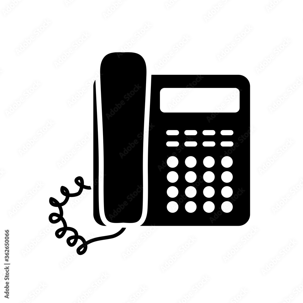 desk phone icon, silhouette style Stock Vector | Adobe Stock