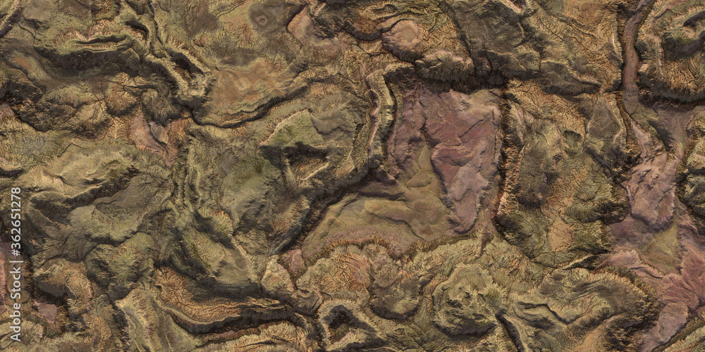 Brown ground 3D geography mountain district map atop background. Hills ...