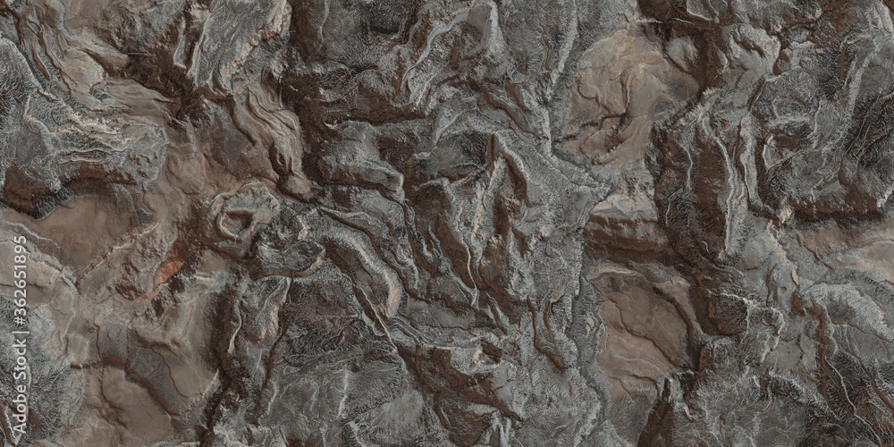 Brown ground landscape topography top view texture. 3D geography ...