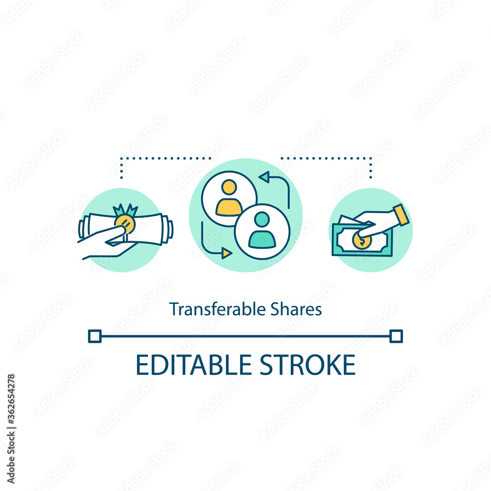 Transferable shares concept icon. Investing money in business. Shares ...