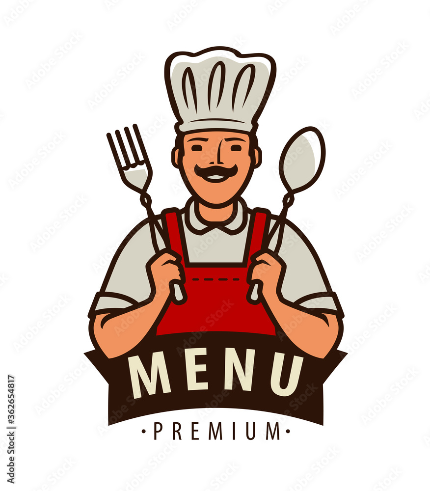 Chef logo or label. Menu design for cafe and restaurant Stock Vector ...