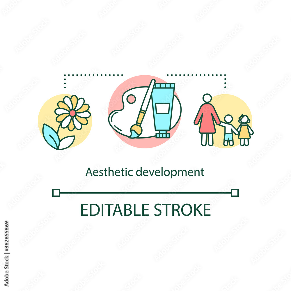 Aesthetic development concept icon. Preschoolers growth. Early ...