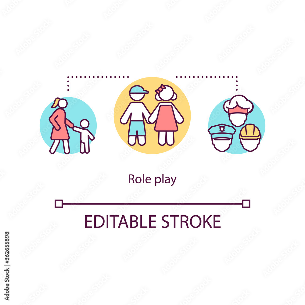Role play concept icon. Creativity, imagination and empathy development ...