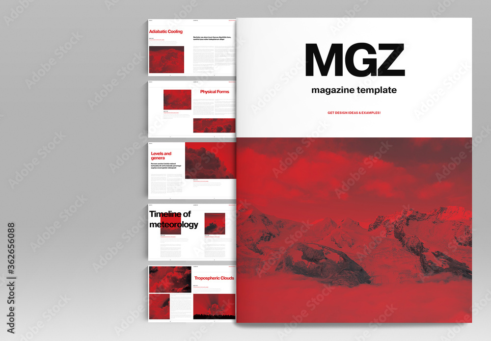 Red Magazine Layout Stock Template | Adobe Stock