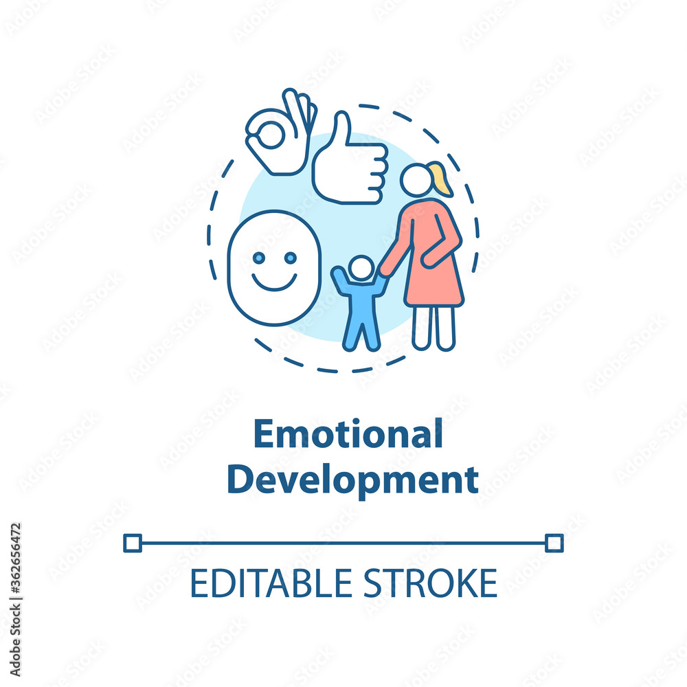 Emotional development concept icon. Parents support. Emotions and ...
