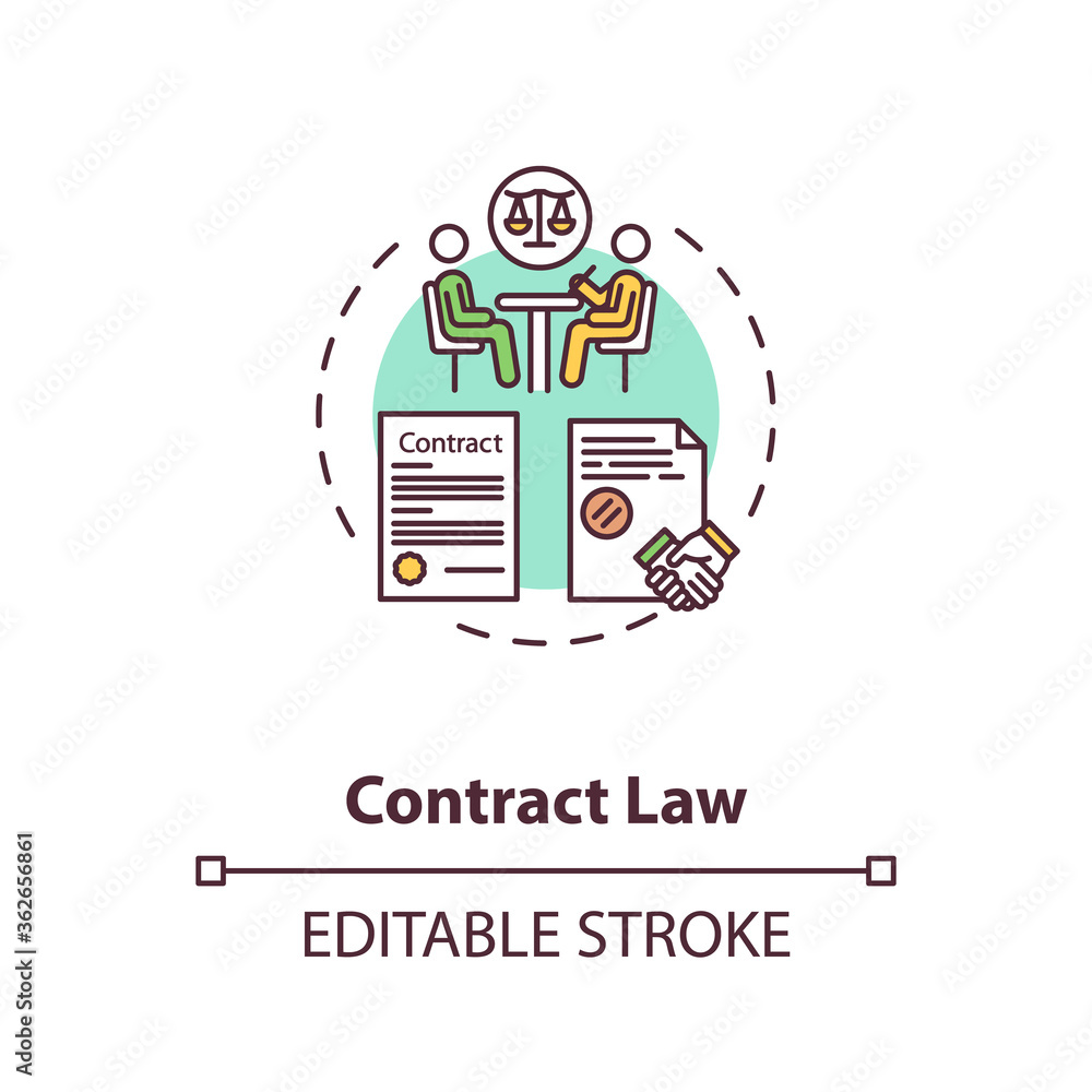 Contract law concept icon. Official document signing. Notary service ...