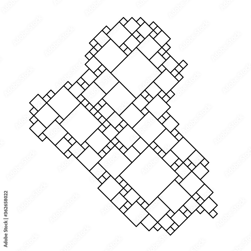 Iraq map from black pattern from a grid of squares of different sizes ...