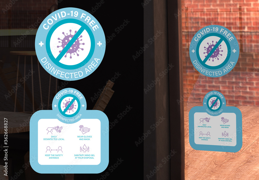 Covid-19 Awareness Sticker Layout Stock Template | Adobe Stock