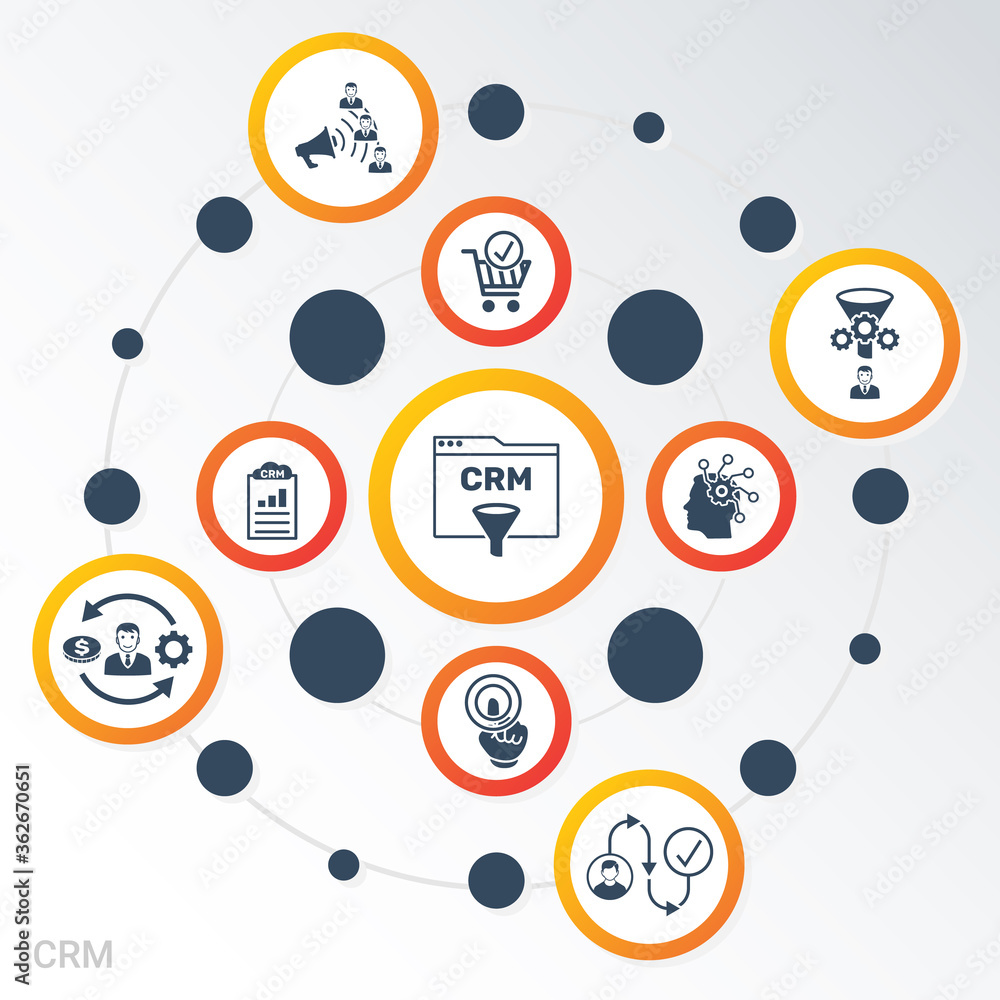 Vector Infographic template Crm data visualization. Different colors ...