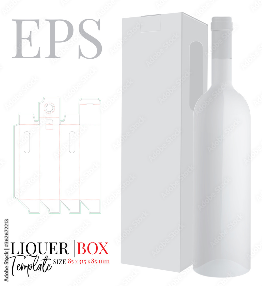 Liquor box template. Vector with die cut and laser cutting lines. White ...